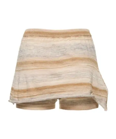 Gimaguas Ceza Striped Acrylic Blend Mini Skirt With Shorts Lining