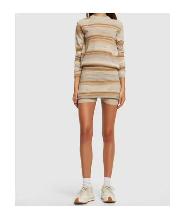 Gimaguas Ceza Striped Acrylic Blend Mini Skirt With Shorts Lining