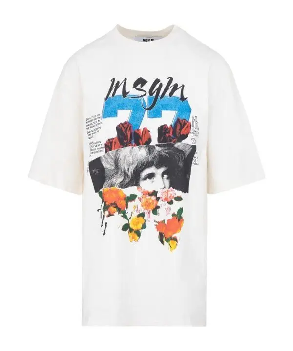 MSGM Graphic Print Cotton T-shirt - White