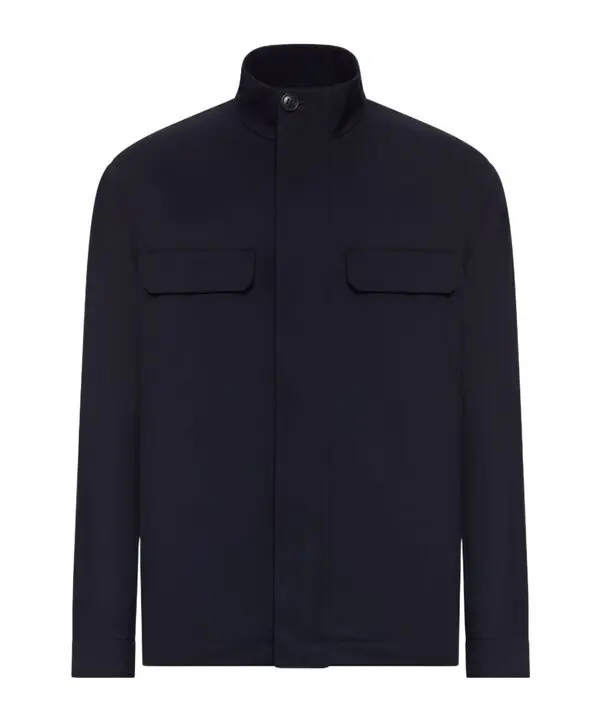 Zegna High-neck Chest Pocket Jacket - Black
