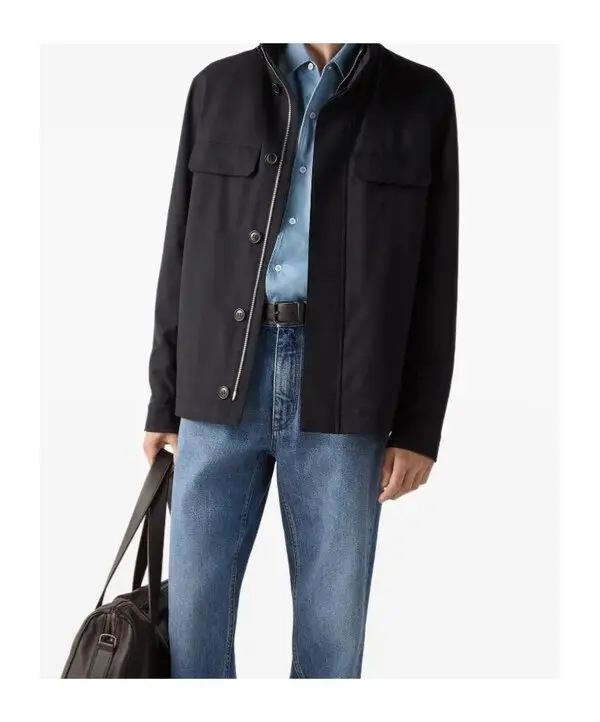 Zegna High-neck Chest Pocket Jacket - Black