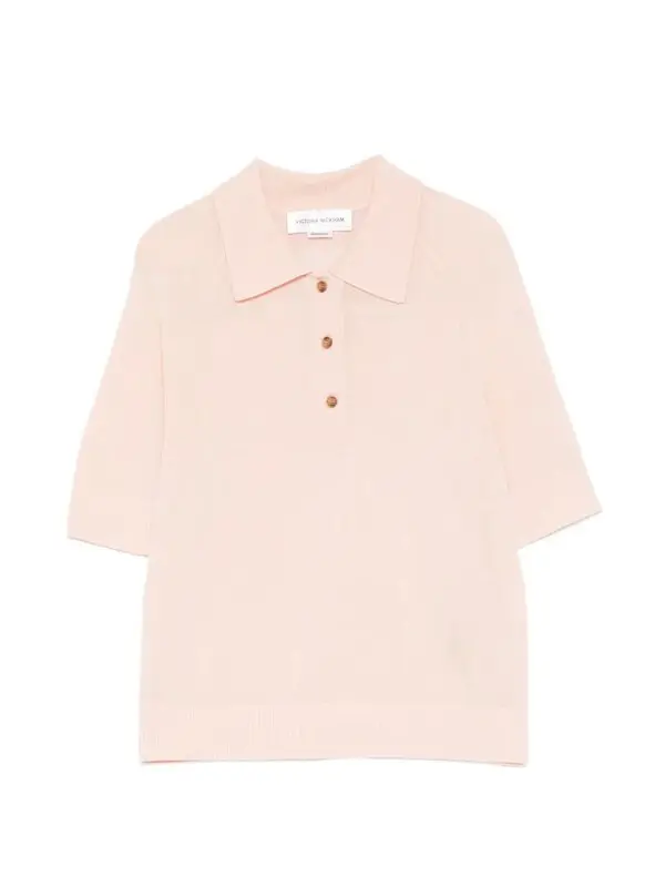 Victoria Beckham Buttoned Polo Top - Nude
