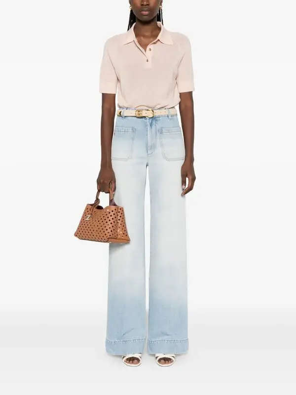 Victoria Beckham Buttoned Polo Top - Nude