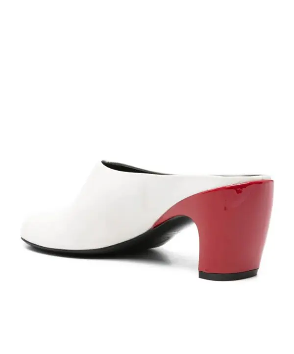 Dries Van Noten Leather Mules With Chunky Heel - White