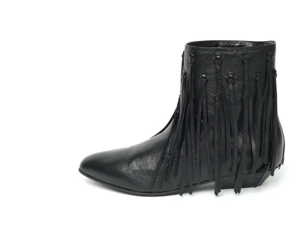 Saint Laurent Low-heeled Boots With Fringe Detailing