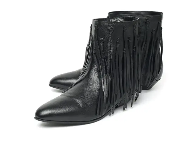 Saint Laurent Low-heeled Boots With Fringe Detailing