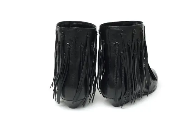Saint Laurent Low-heeled Boots With Fringe Detailing
