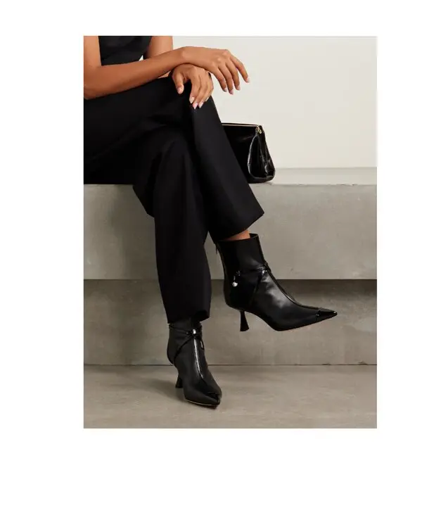 JIMMY CHOO Aren Buckled Embellished Kitten Heel Ankle Boots