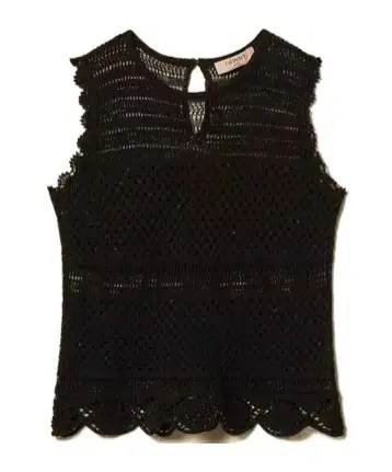 TWINSET Crochet Rhinestone Knit Top - Black