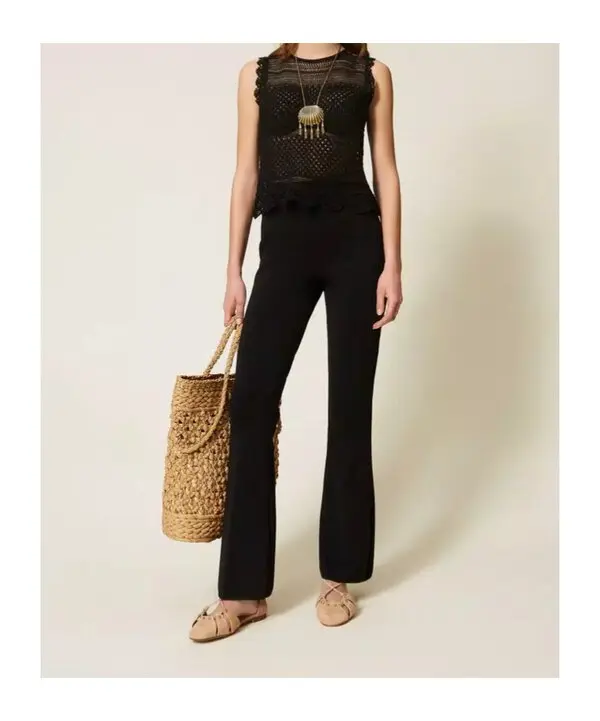 TWINSET Crochet Rhinestone Knit Top