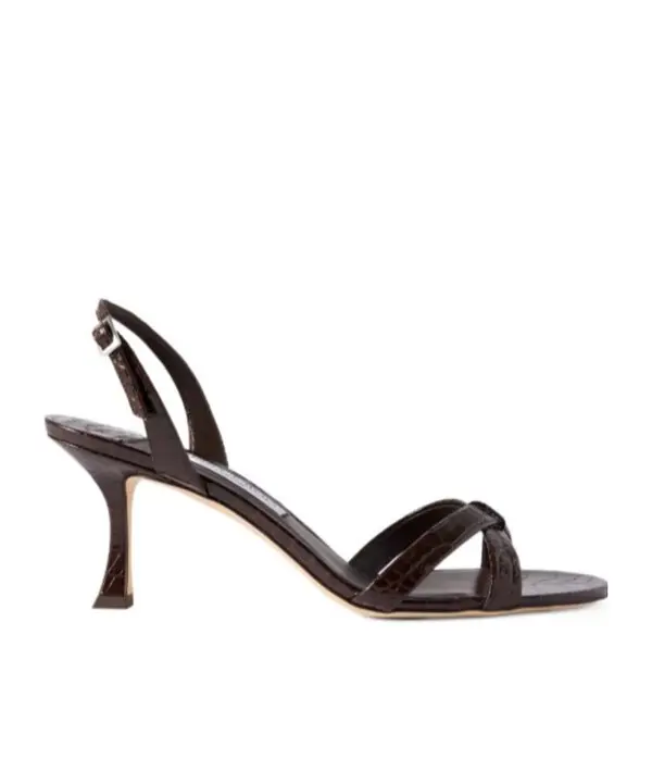 JIMMY CHOO Alligator Embossed Slingback Sandals