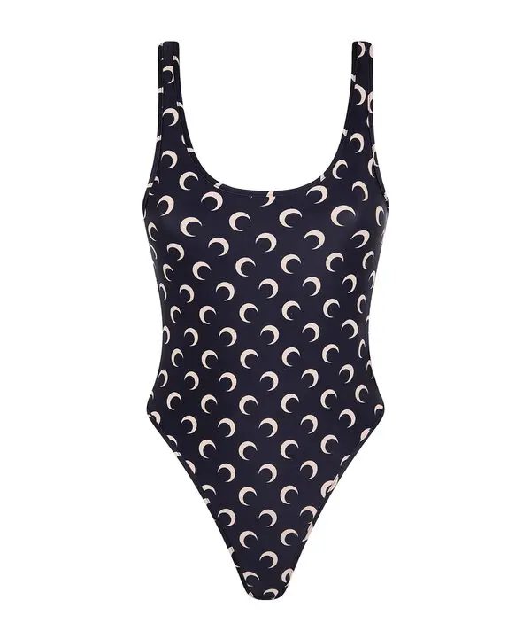 MARINE SERRE Moon Print Jersey One Piece Swimsuit - Black