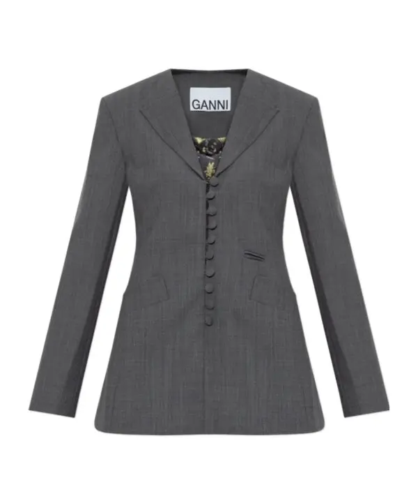 GANNI Single Vent Fitted Blazer