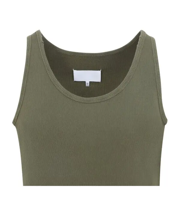 MAISON MARGIELA Ribbed Tank Top With Asymmetrical Hem - Olive