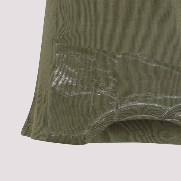 MAISON MARGIELA Ribbed Tank Top With Asymmetrical Hem - Olive