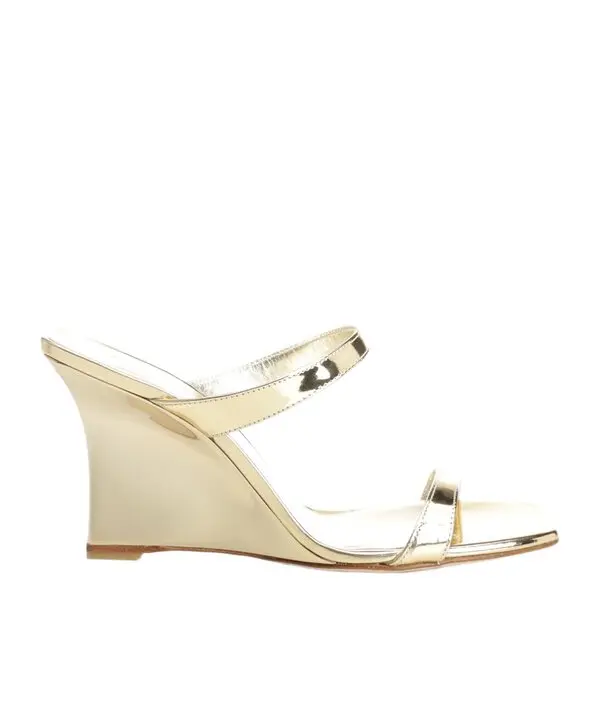 STUART WEITZMAN Square Toe Wedge Sandals - Nude