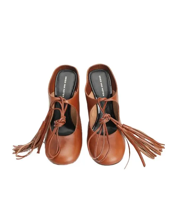 Dries Van Noten Cutout Lace-up High-heeled Pumps