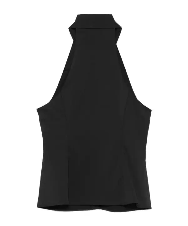 Patrizia Pepe Sleeveless Halter Neck Top With Button Closure - Black
