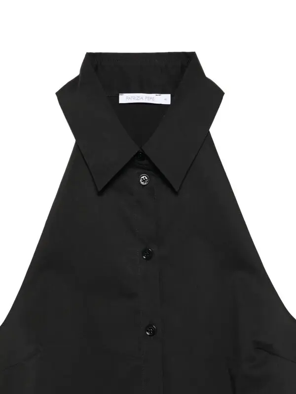 Patrizia Pepe Sleeveless Halter Neck Top With Button Closure - Black