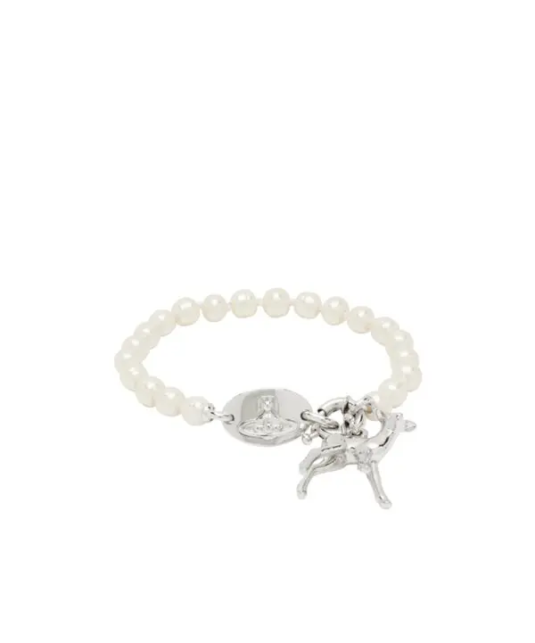 VIVIENNE WESTWOOD Pearl Bracelet With Deer Charm - White