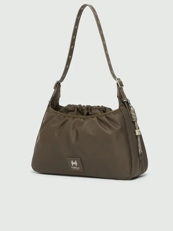 Marella Rectangular Shoulder Bag With Rivets And Double Buckles