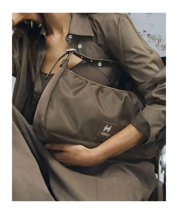 Marella Rectangular Shoulder Bag With Rivets And Double Buckles