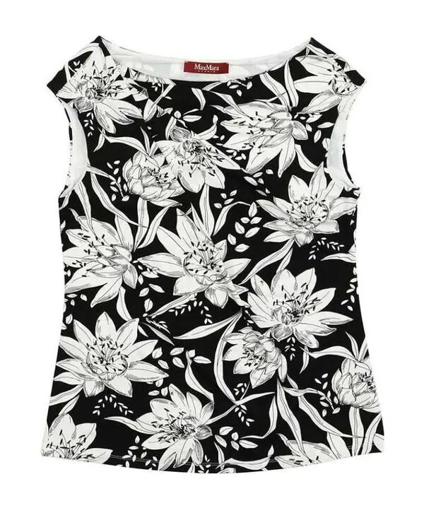 Max Mara Sleeveless Floral Print T-shirt - Black