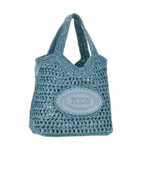 TOD'S Woven Tote Bag With Debossed Logo - Blue