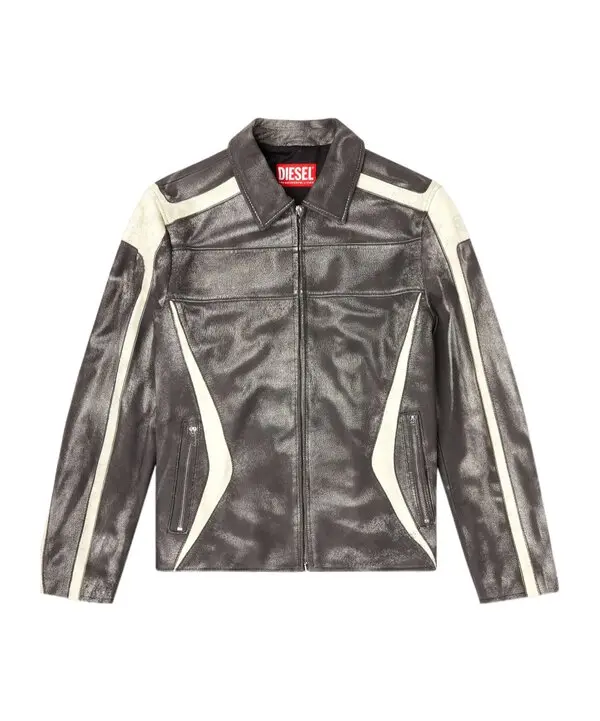 DIESEL® Leather Jacket - Black/white