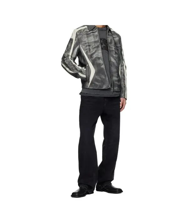 DIESEL® Leather Jacket - Black/white