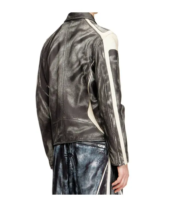 DIESEL® Leather Jacket - Black/white
