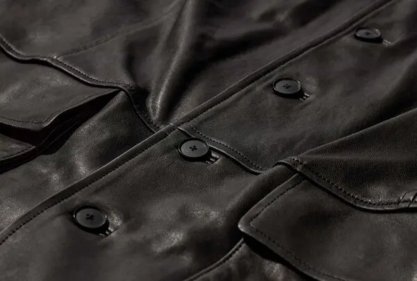 Auralee Long-sleeved Leather Jacket - Black
