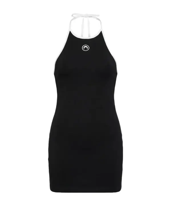 MARINE SERRE Moon Logo Knit Dress - Black
