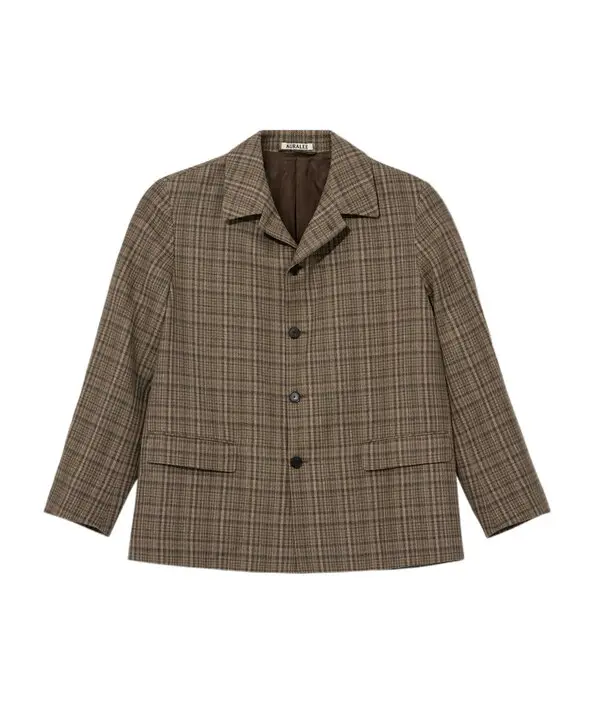 Auralee Plaid Long Sleeve Jacket - Brown