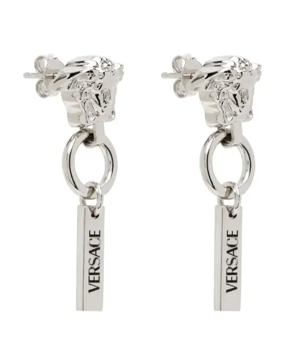 Versace Medusa Drop Earrings - White