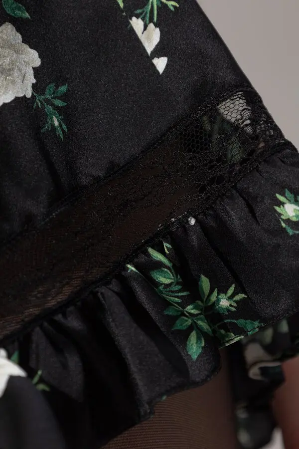 Dolce & Gabbana Floral Print Lace-trimmed Silk Shorts
