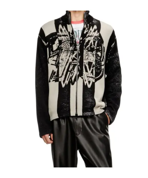 DIESEL® Striped Zip-up Bomber Jacket