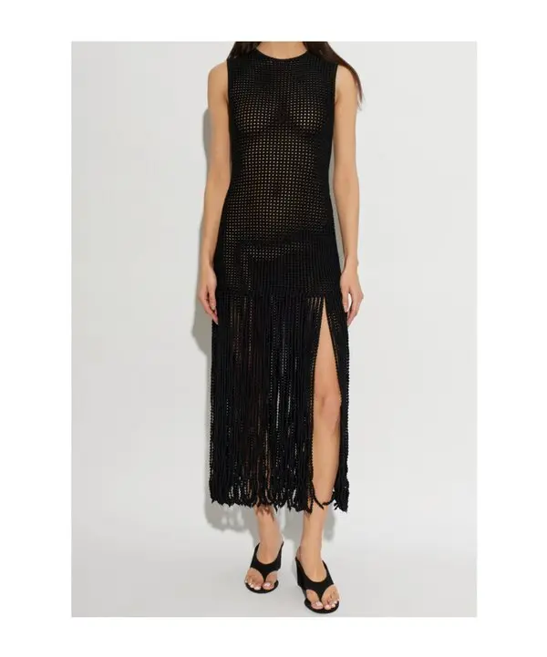 Alaïa Openwork Tasseled Knit Dress