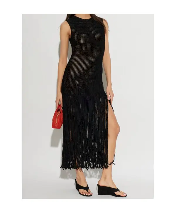 Alaïa Openwork Tasseled Knit Dress