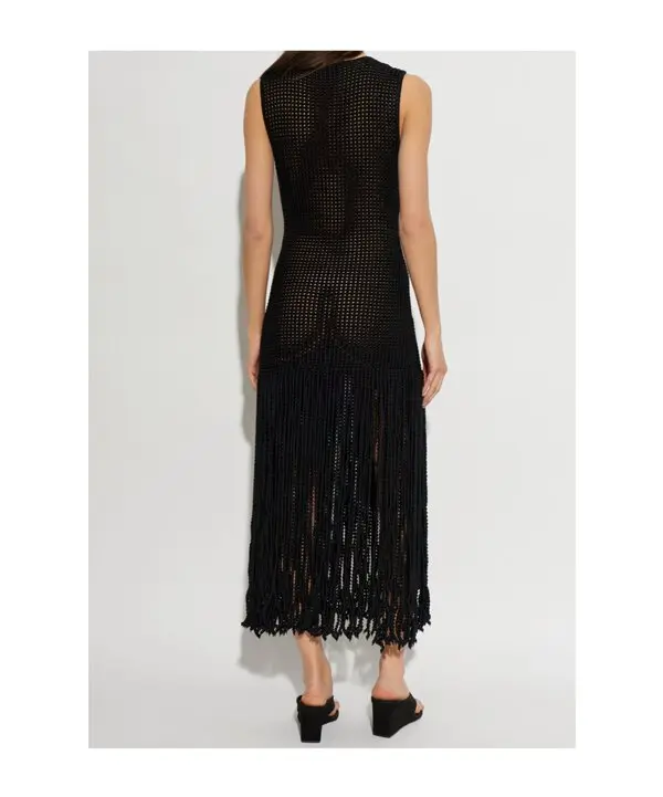 Alaïa Openwork Tasseled Knit Dress