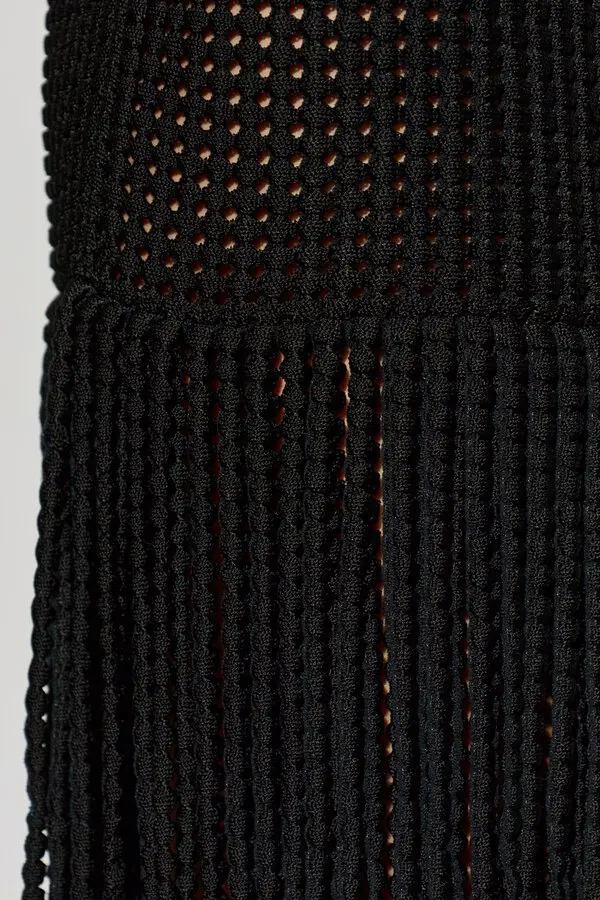Alaïa Openwork Tasseled Knit Dress