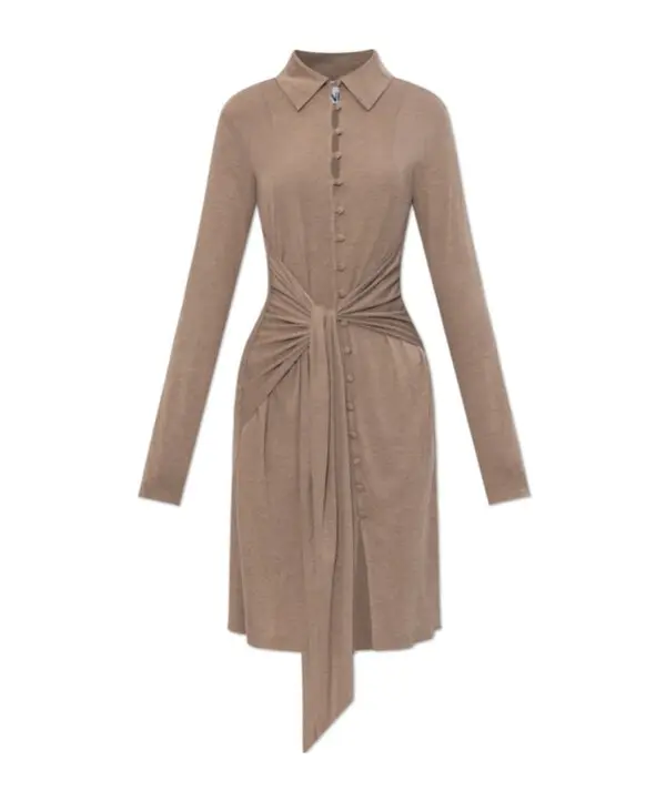 GANNI Tie-detailed Button-up Mini Dress