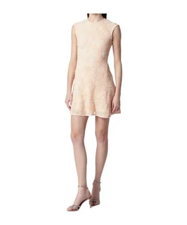 ROTATE BY BIRGER CHRISTENSEN Sleeveless Floral Embroidered Mini Dress - Vanilla-colored