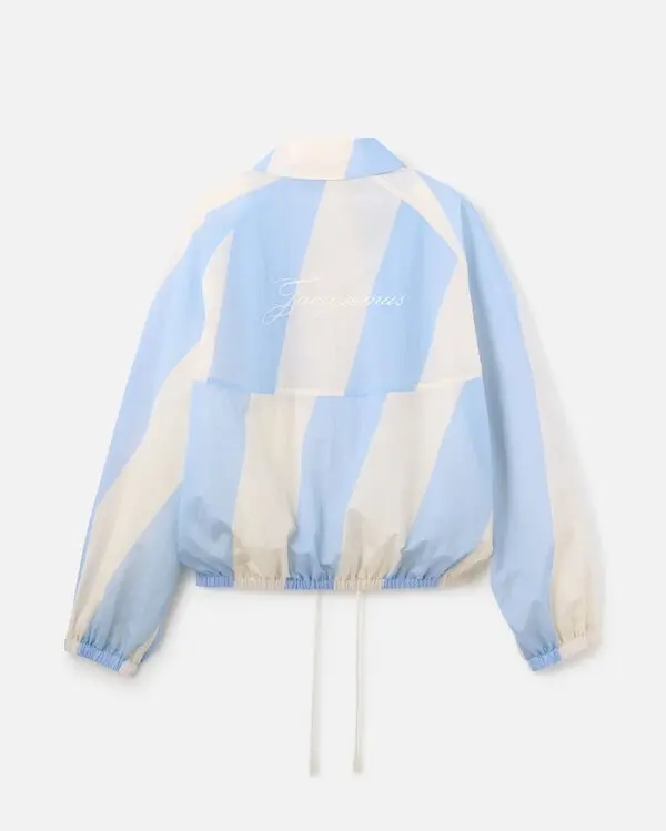 Jacquemus Le Coupe Vent Zip Jacket Diagonal Stripes - Blue