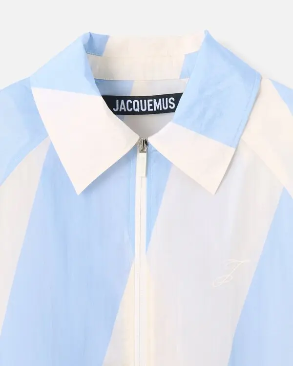 Jacquemus Le Coupe Vent Zip Jacket Diagonal Stripes - Blue