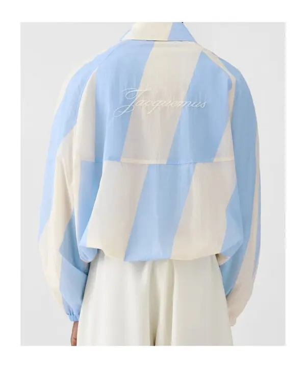 Jacquemus Le Coupe Vent Zip Jacket Diagonal Stripes - Blue