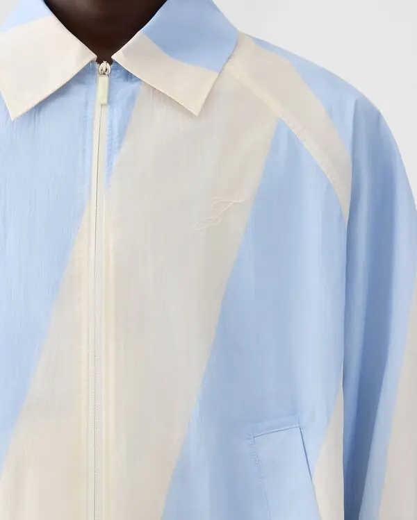 Jacquemus Le Coupe Vent Zip Jacket Diagonal Stripes - Blue