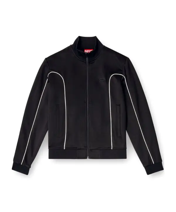 DIESEL® F-locking-od Full-zip Sweatshirt With Contrast Piping And Oval D Embroidery