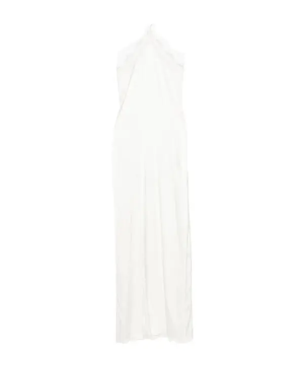Oseree Halterneck Lace-trim Maxi Dress