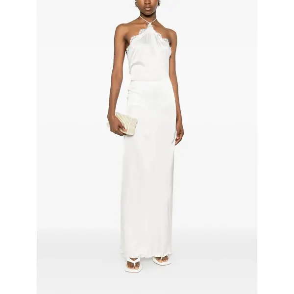 Oseree Halterneck Lace-trim Maxi Dress